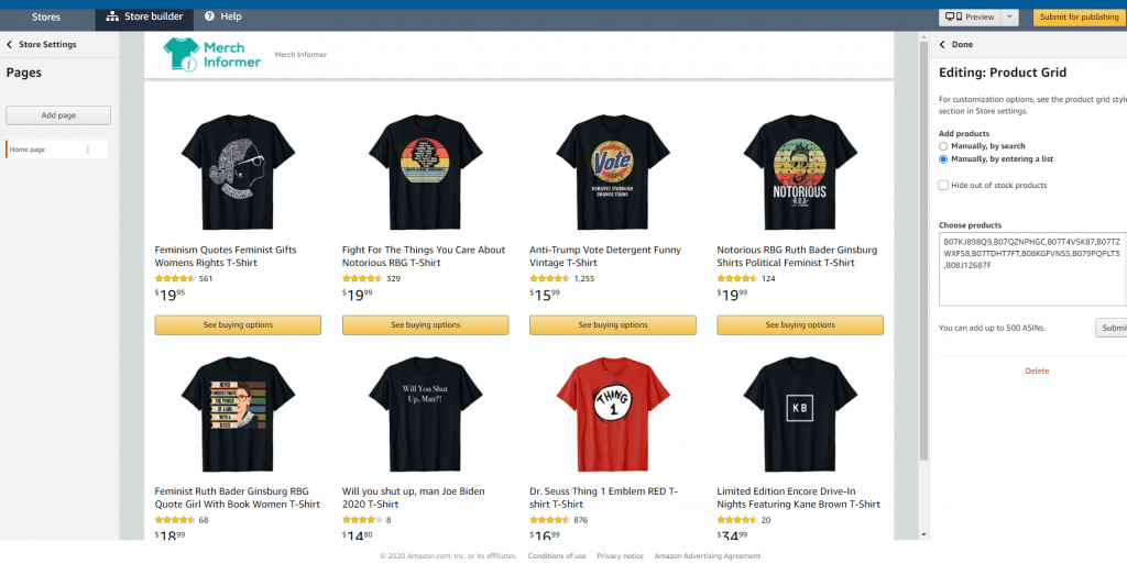 How To Create a Merch by Amazon Landing Page With All Your Products ...
